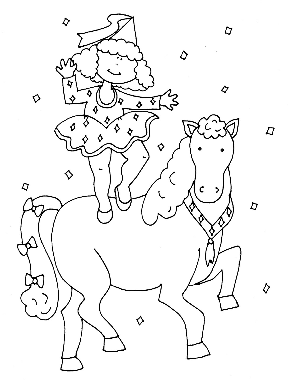 Free Dearie Dolls Digi Stamps: Circus Trick Rider color and B/W