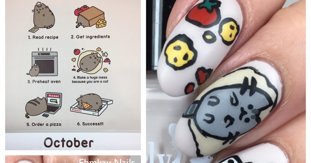 ehmkay nails: Pusheen Calendar Series: Chef Pusheen Makes Pizza