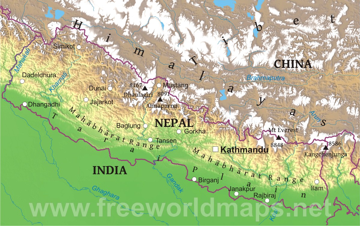 Nepalas - geografinių žemėlapių Nepalas - Geografia Total™
