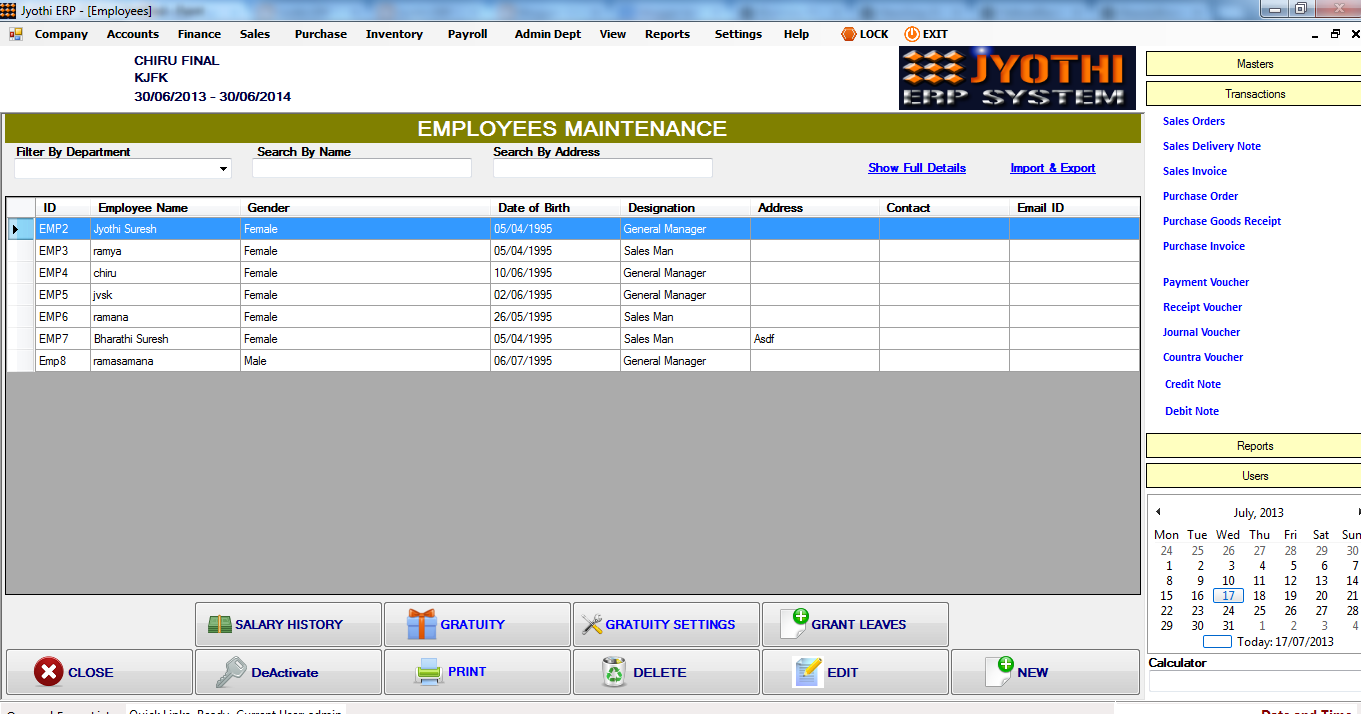 Jyothi ERP System in VB.NET Source Code: ERP Client and Server Screen ...