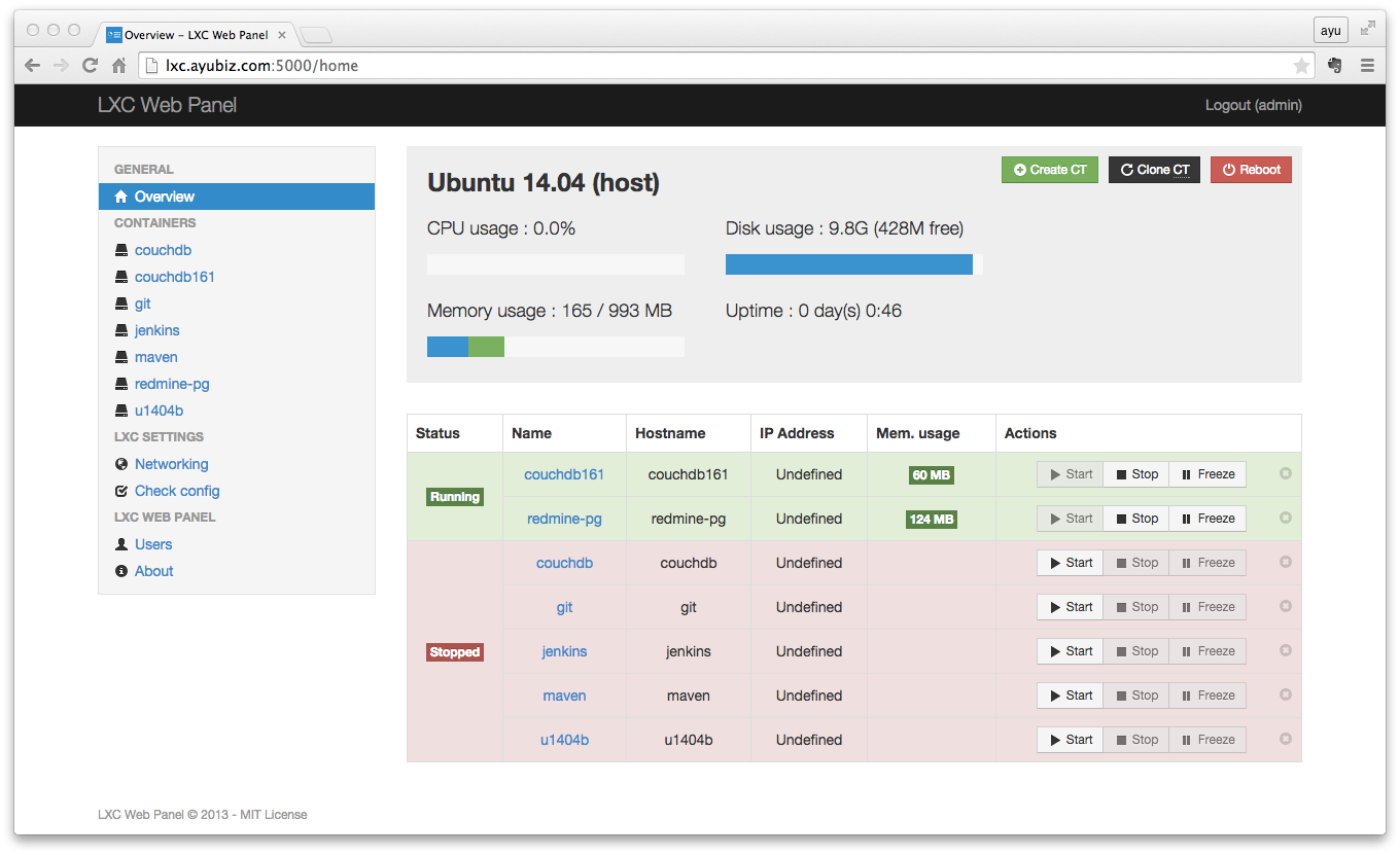 Ubuntu 安裝 LXC Web Panel 管理界面