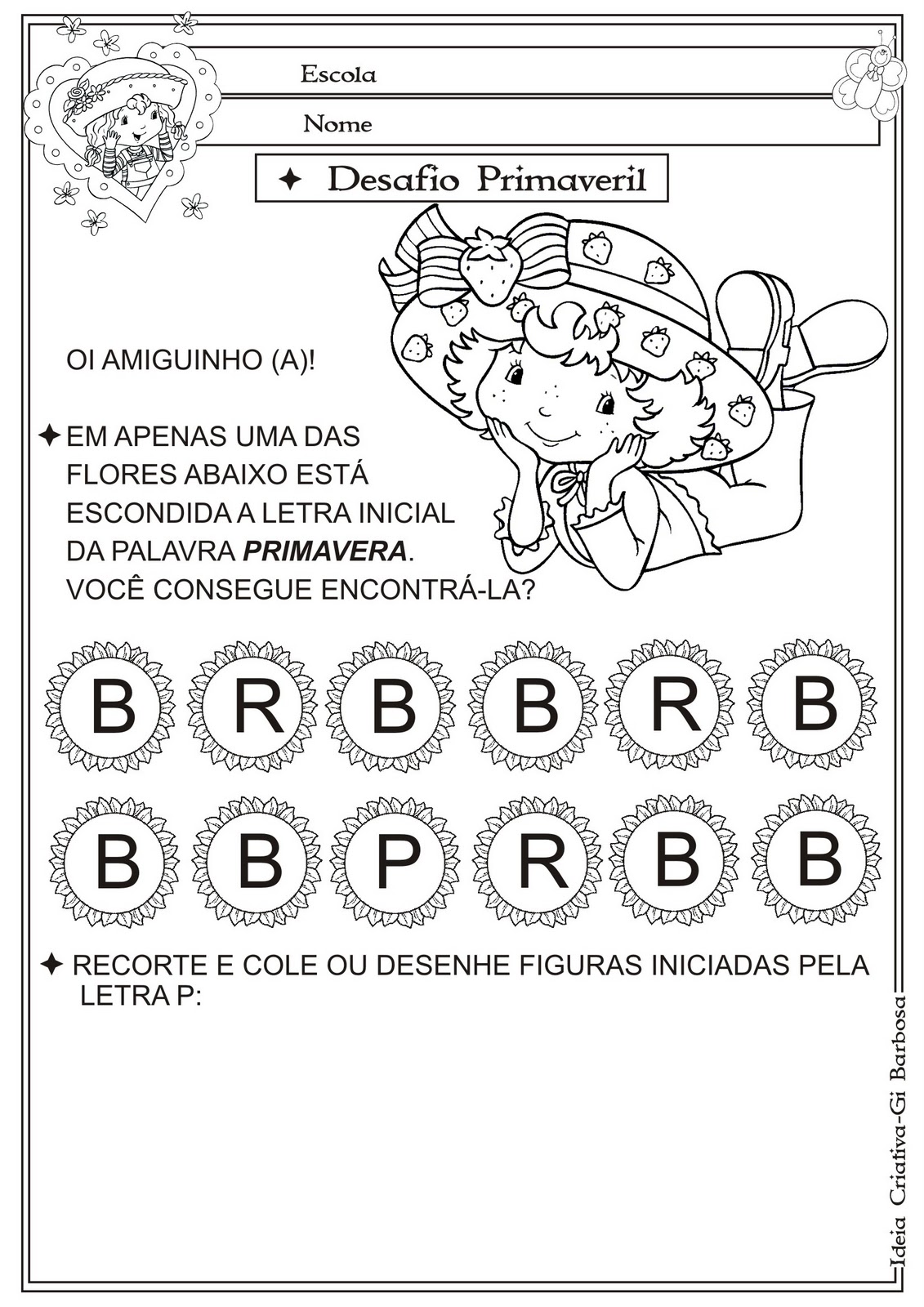 Atividade Primavera Turma da Moranguinho