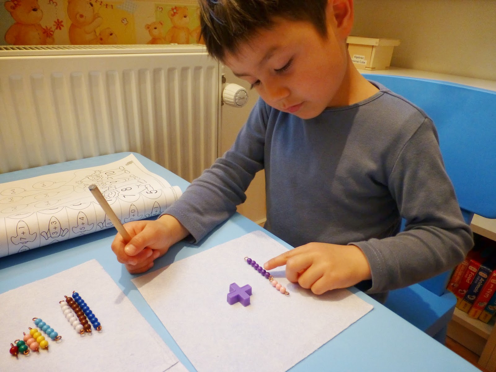 Family FECS: Montessori Activity: Static Addition with Colored Bead ...