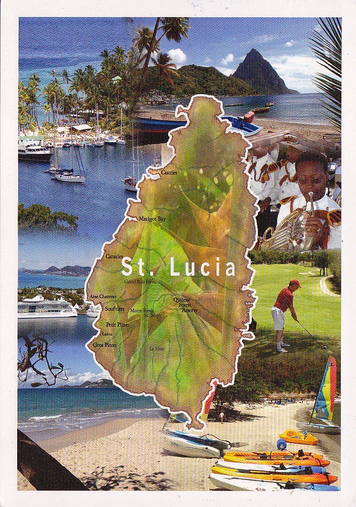 Postcard A La Carte: Saint Lucia - Map Postcard