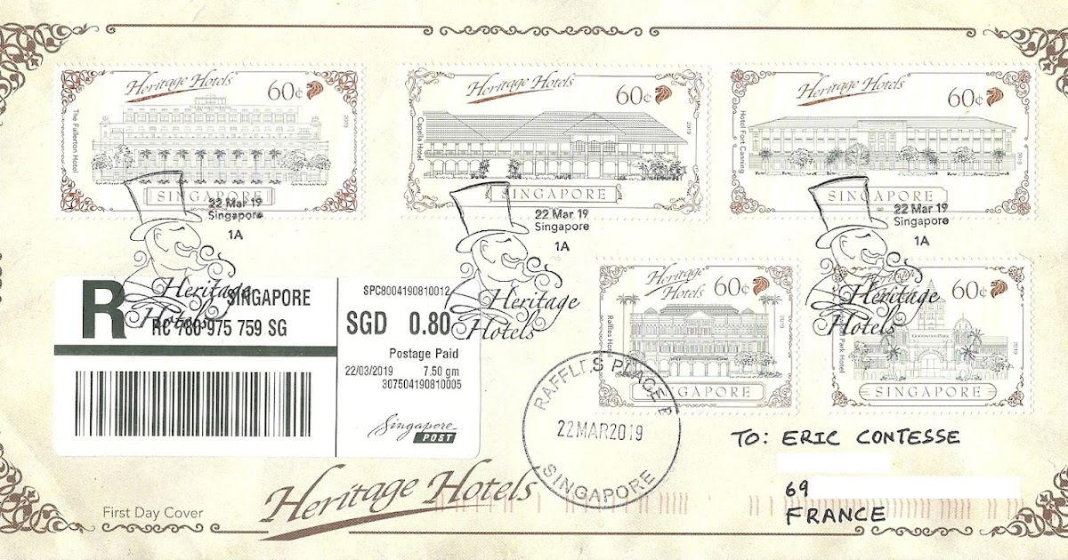 Mon Blog Timbré: "Heritage Hotels" stamp set on FDC from Singapore