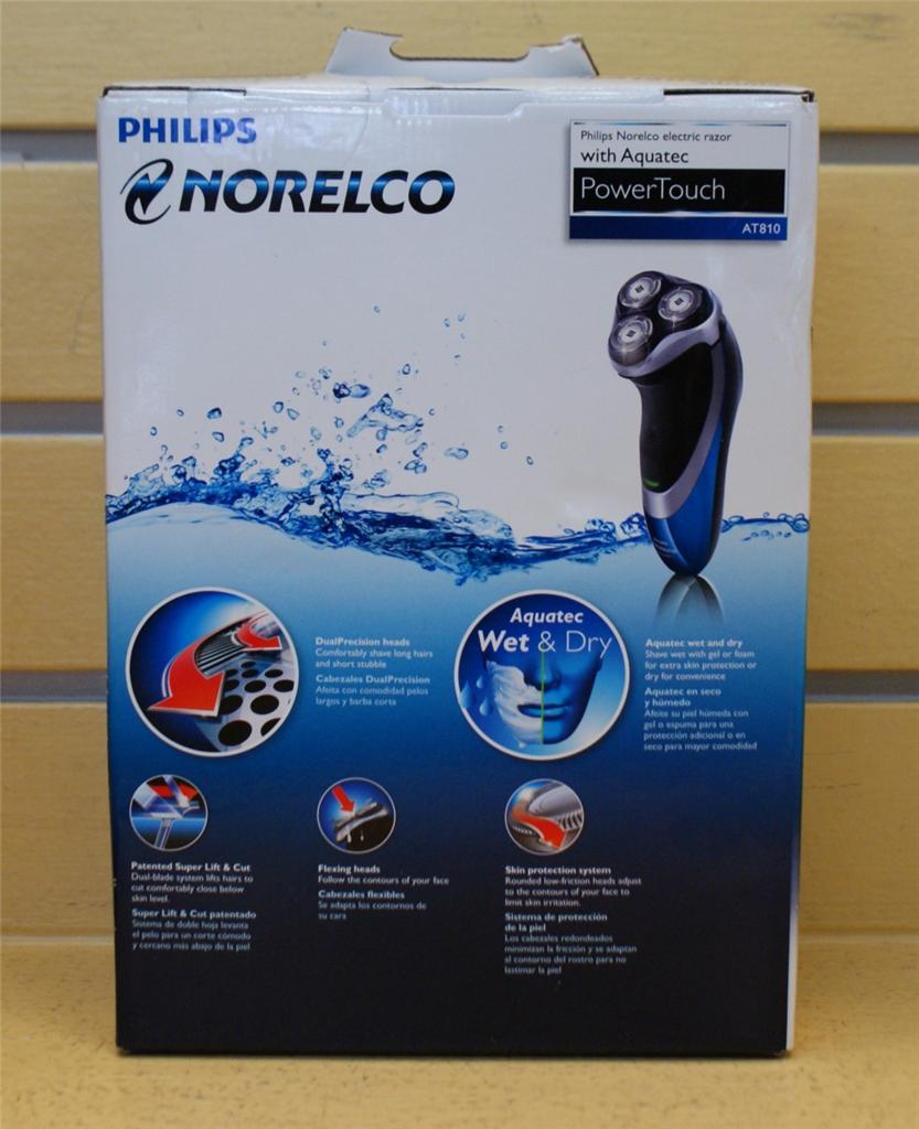 PHILIPS NORELCO AT810 POWER TOUCH AQUATEC ELECTRIC RAZOR WET / DRY ...