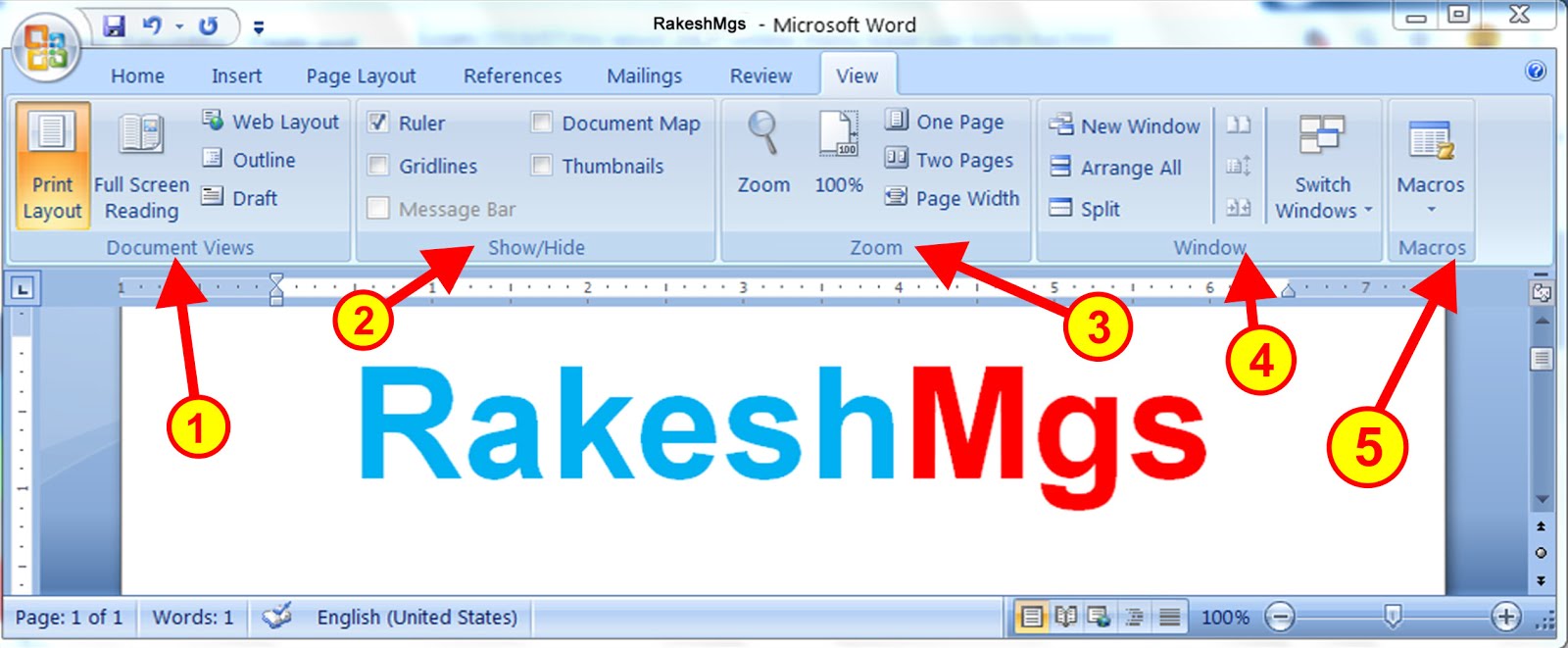 How to Use View menu in Ms (Microsoft) Office Word 2007 full Hindi ...