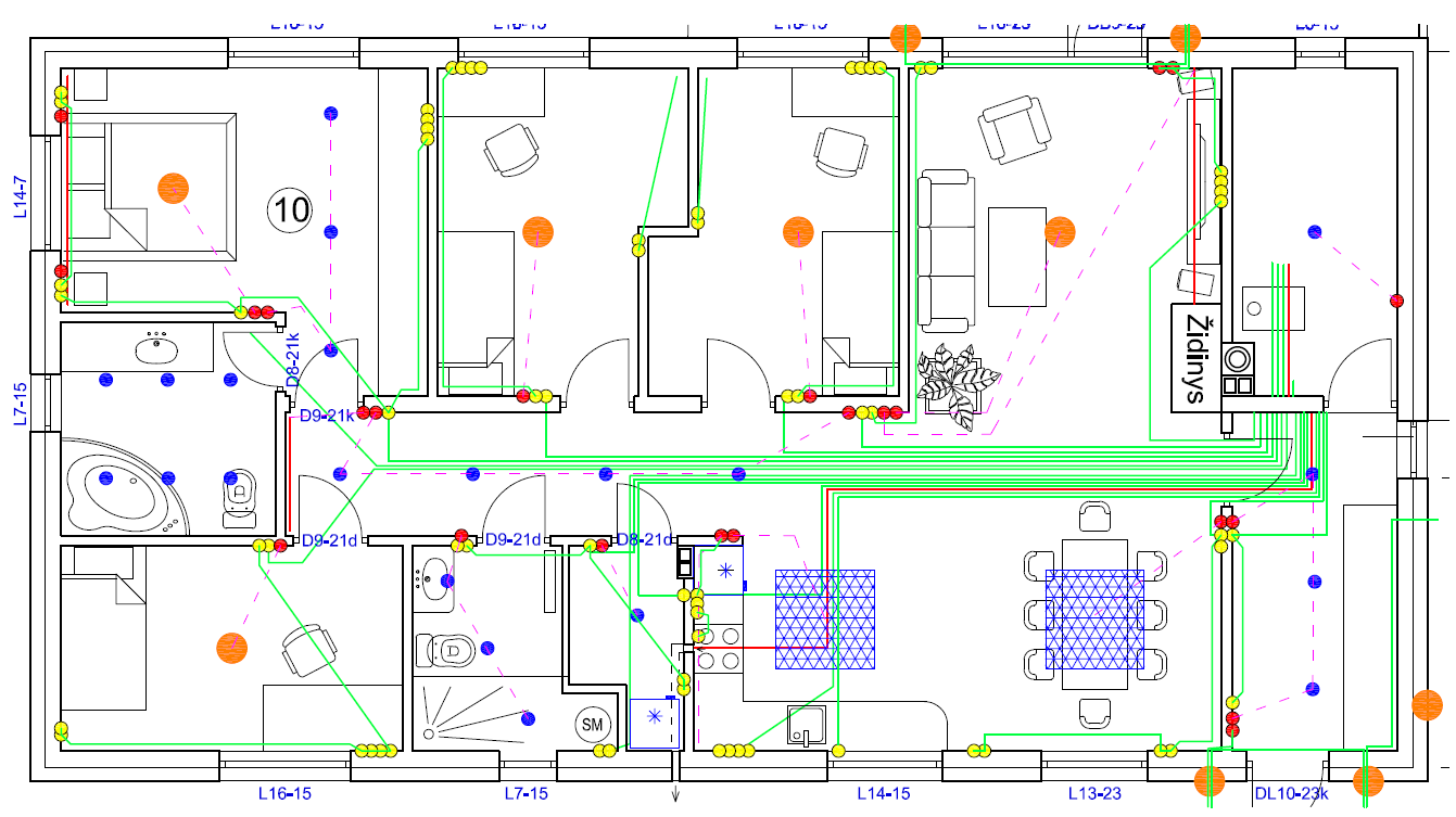 IR namas: Elektros išvedžiojimas