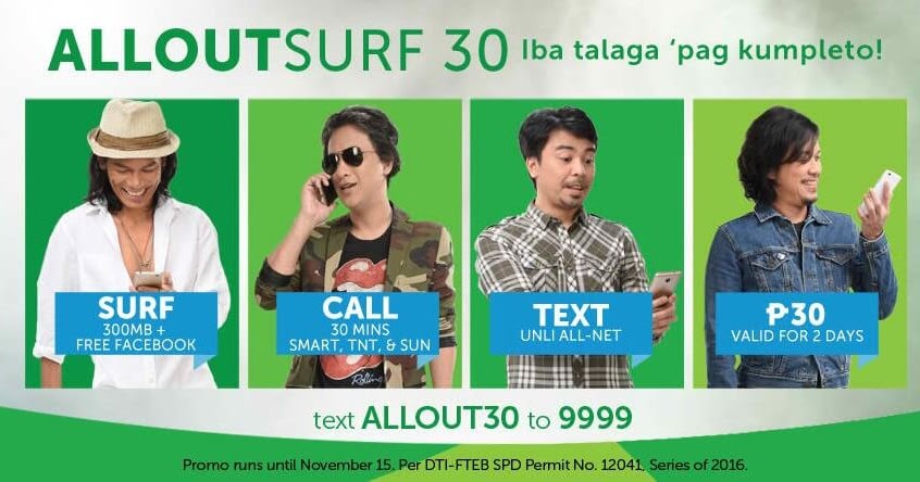 Smart ALLOUTSURF 30 Promo – Free FB, Unli All Net texts, Surf and Call