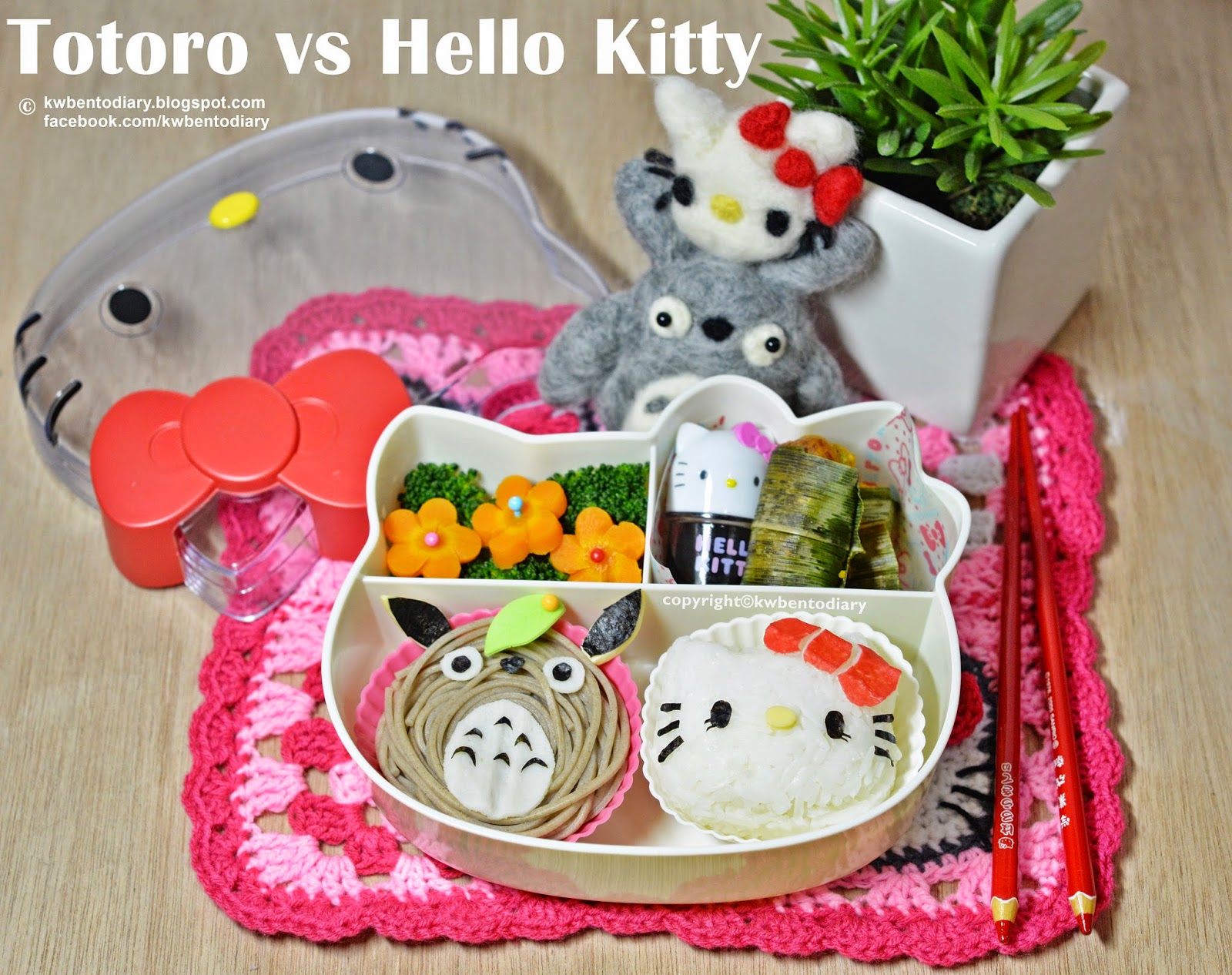 Karenwee's Bento Diary: Bento2014#Dec03~Totoro vs Hello Kitty