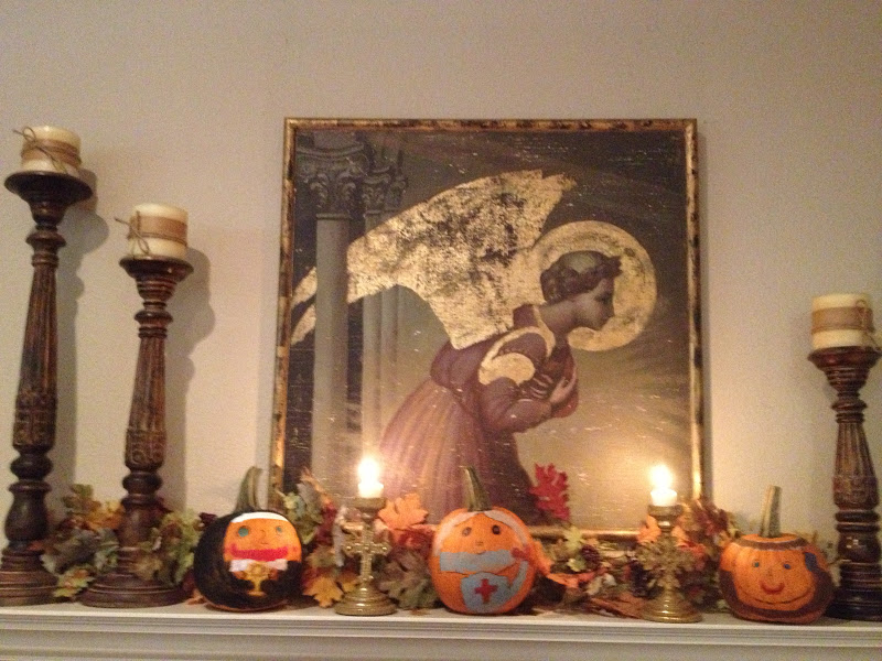 Family At The Foot Of The Cross: All Saint's Day Pumpkin Art