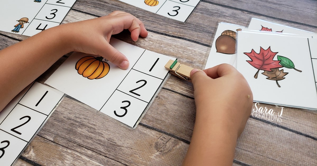 Pumpkin Counting Clip Cards | Sara J Creations