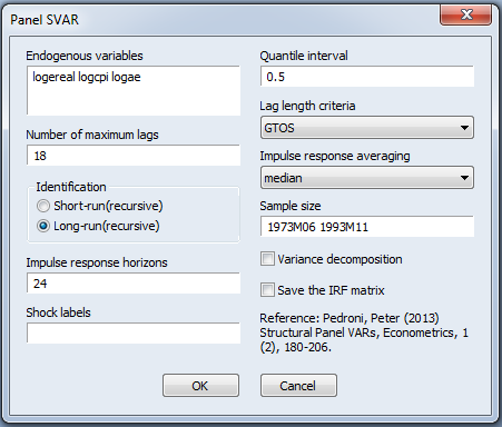 EViews: Panel Structural VARs and the PSVAR add-in