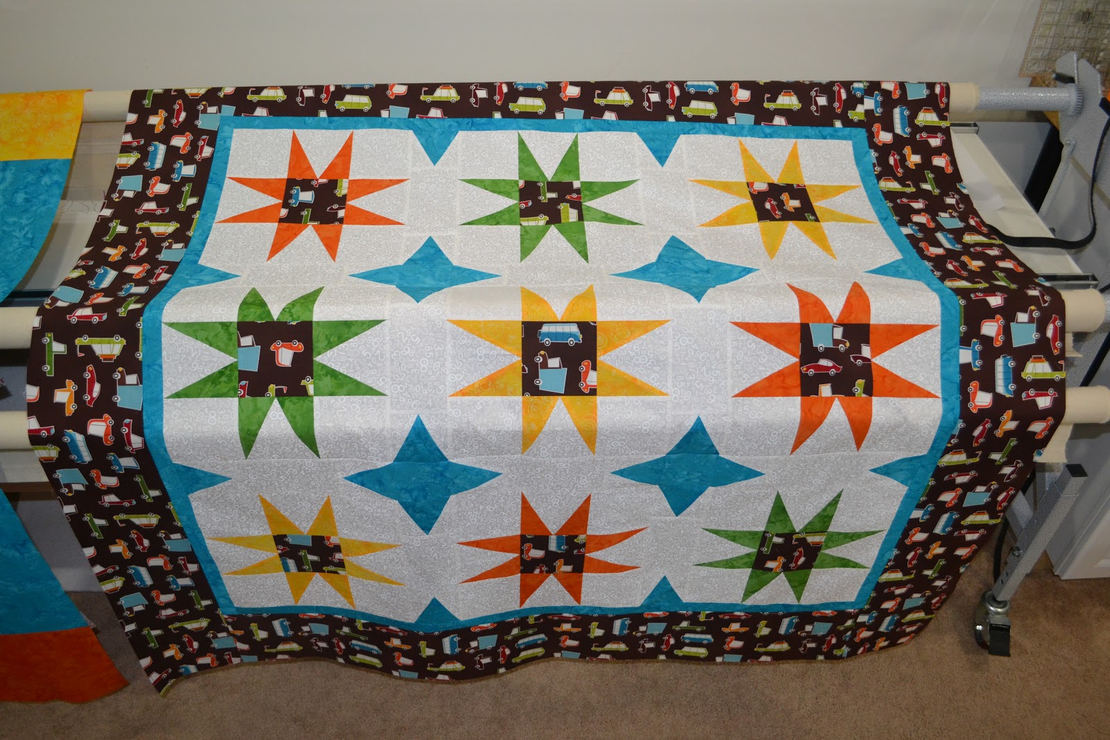 Logan's Quilt Finished - Using my design and Deb Tucker's V Block