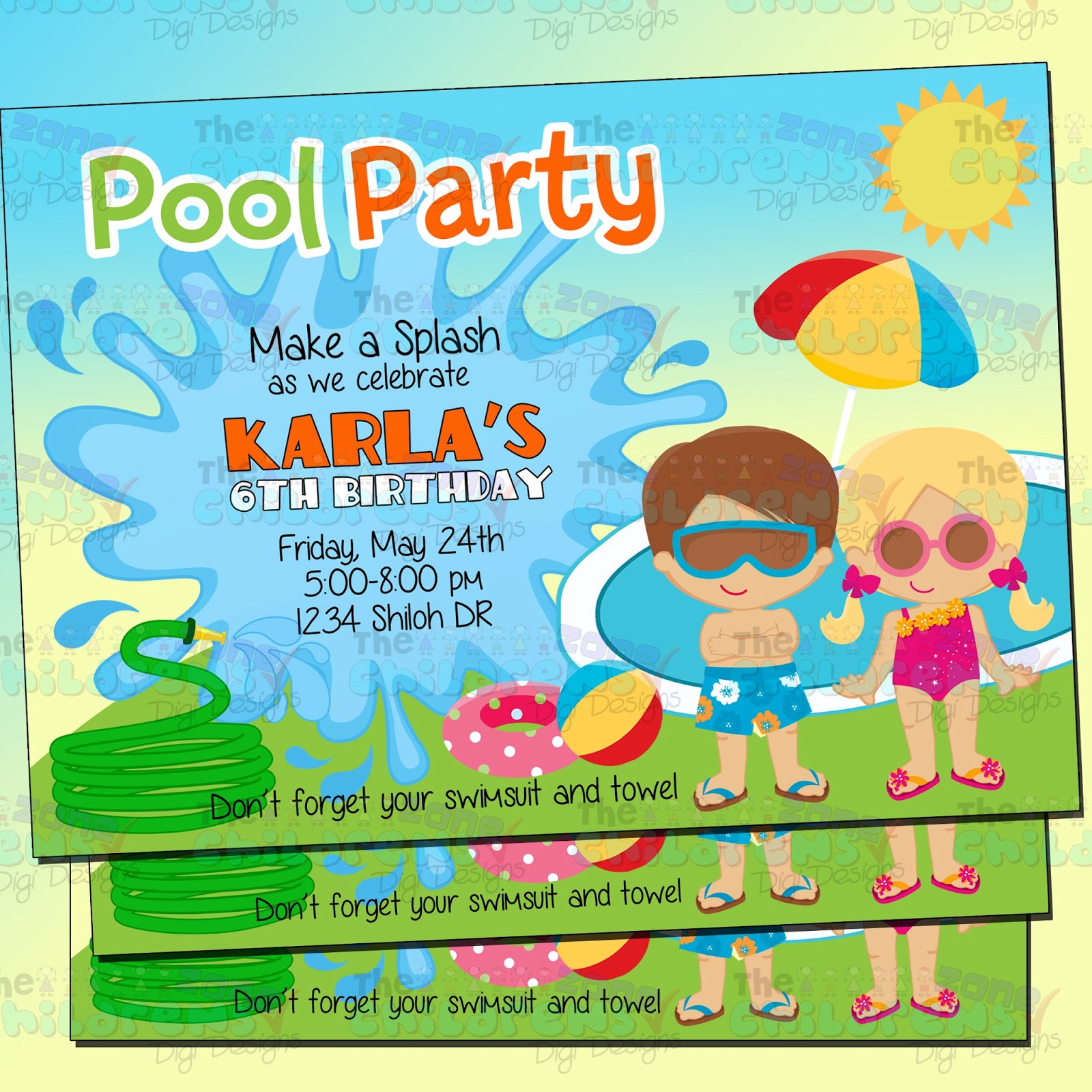 The Childrens Zone Digi Designs: Swimming Pool Party