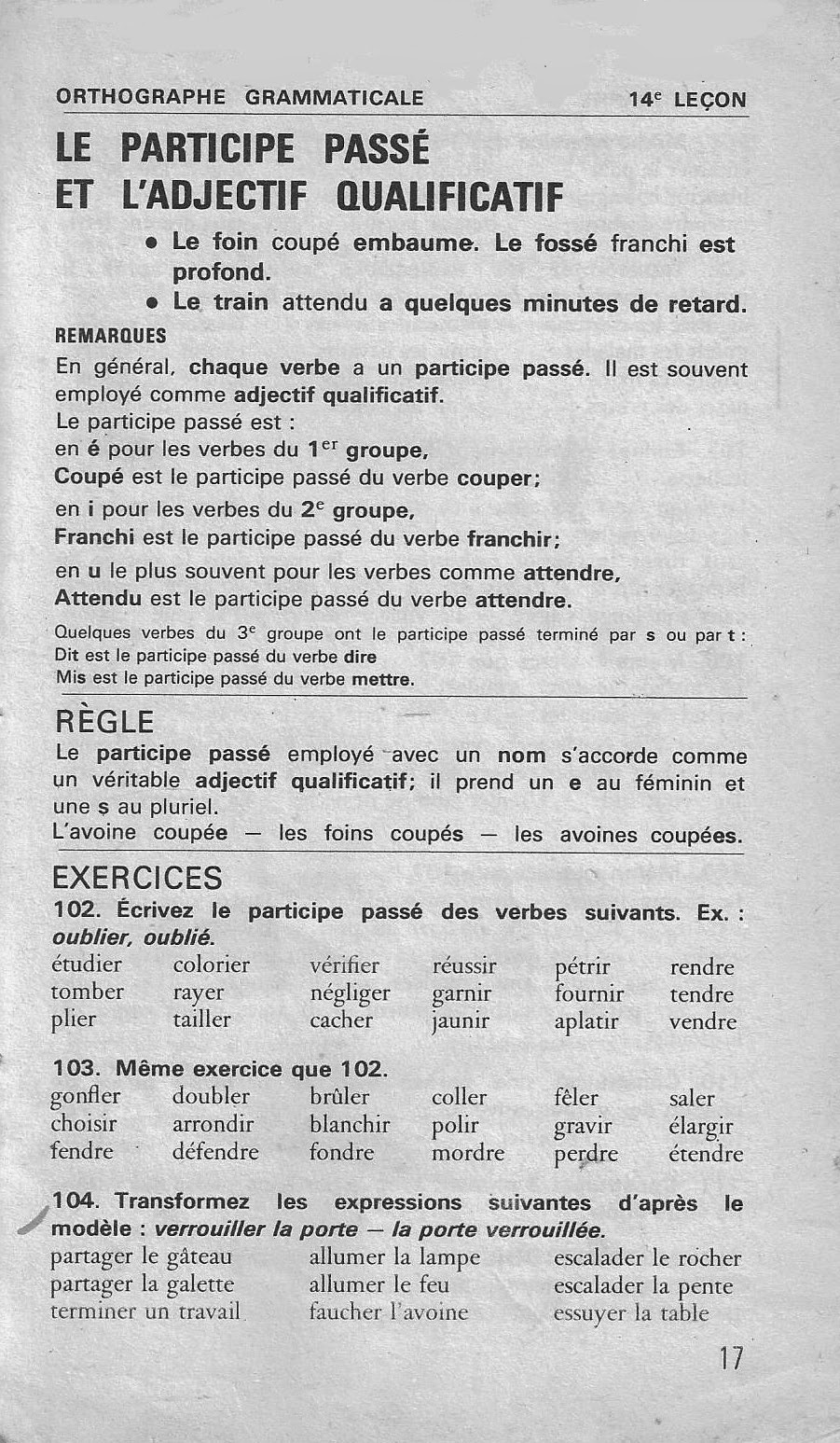 école : références: 14. Le participe passé et l'adjectif qualificatif ...