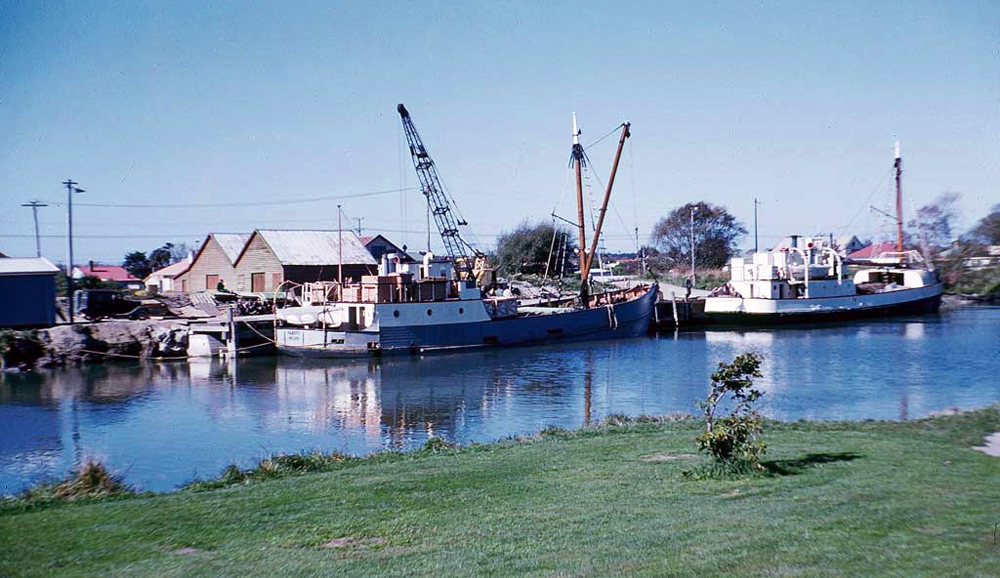 transpress nz: Kaiapoi river port 1963
