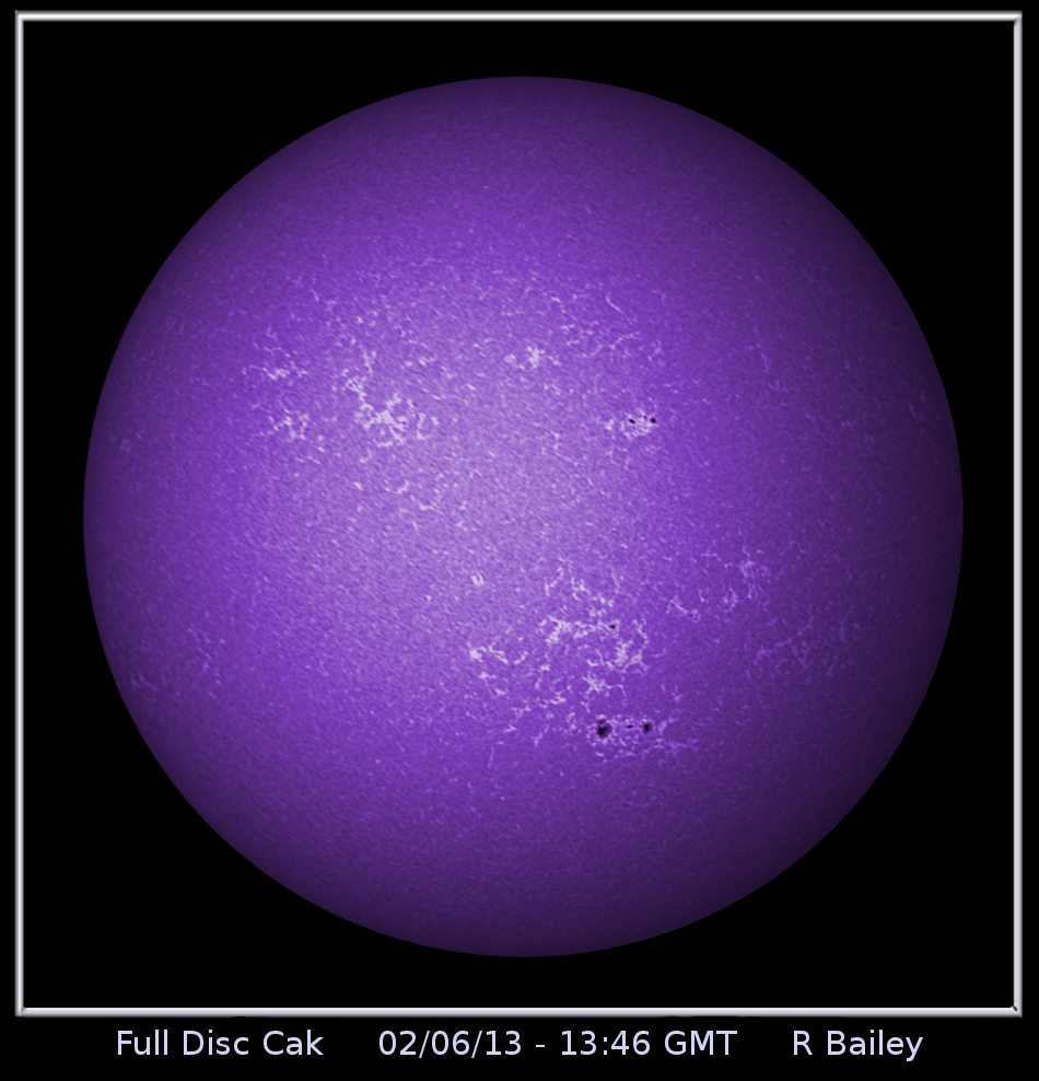 Solar Observations by R Bailey: Sun in Calcium K line 393.3 nm