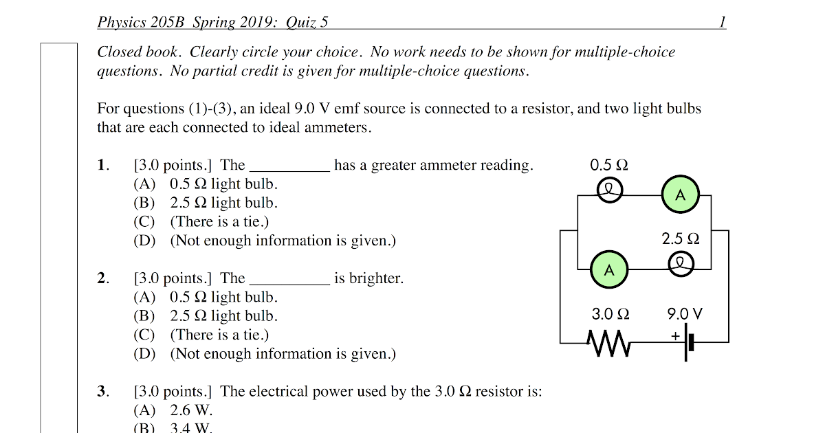 P-dog's blog: boring but important: Physics quiz archive: circuits (2)