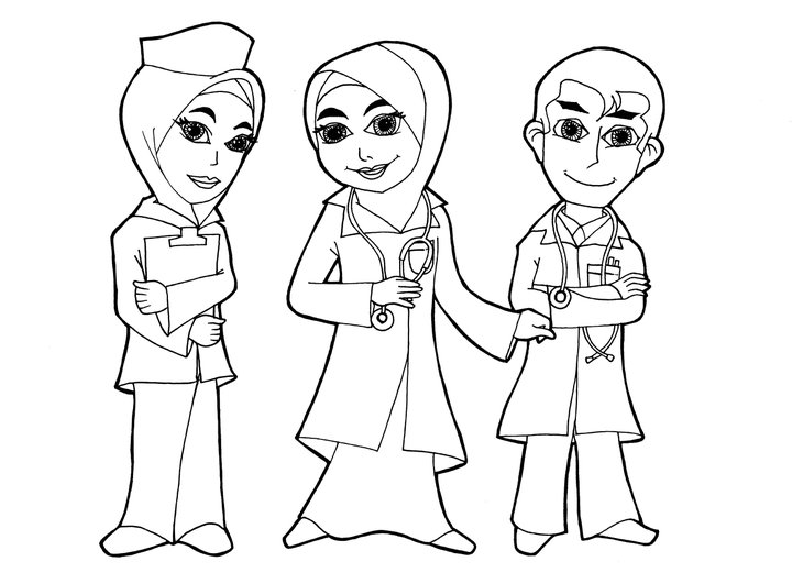 Gambar Mewarnai Dokter Perawat Mewarnai Dokter Kartun Sketsa Diwarnai