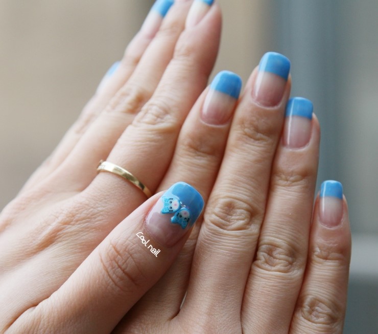MagazinePAPA: Sky blue french gel nail, pats, cute accessory, Summer ...