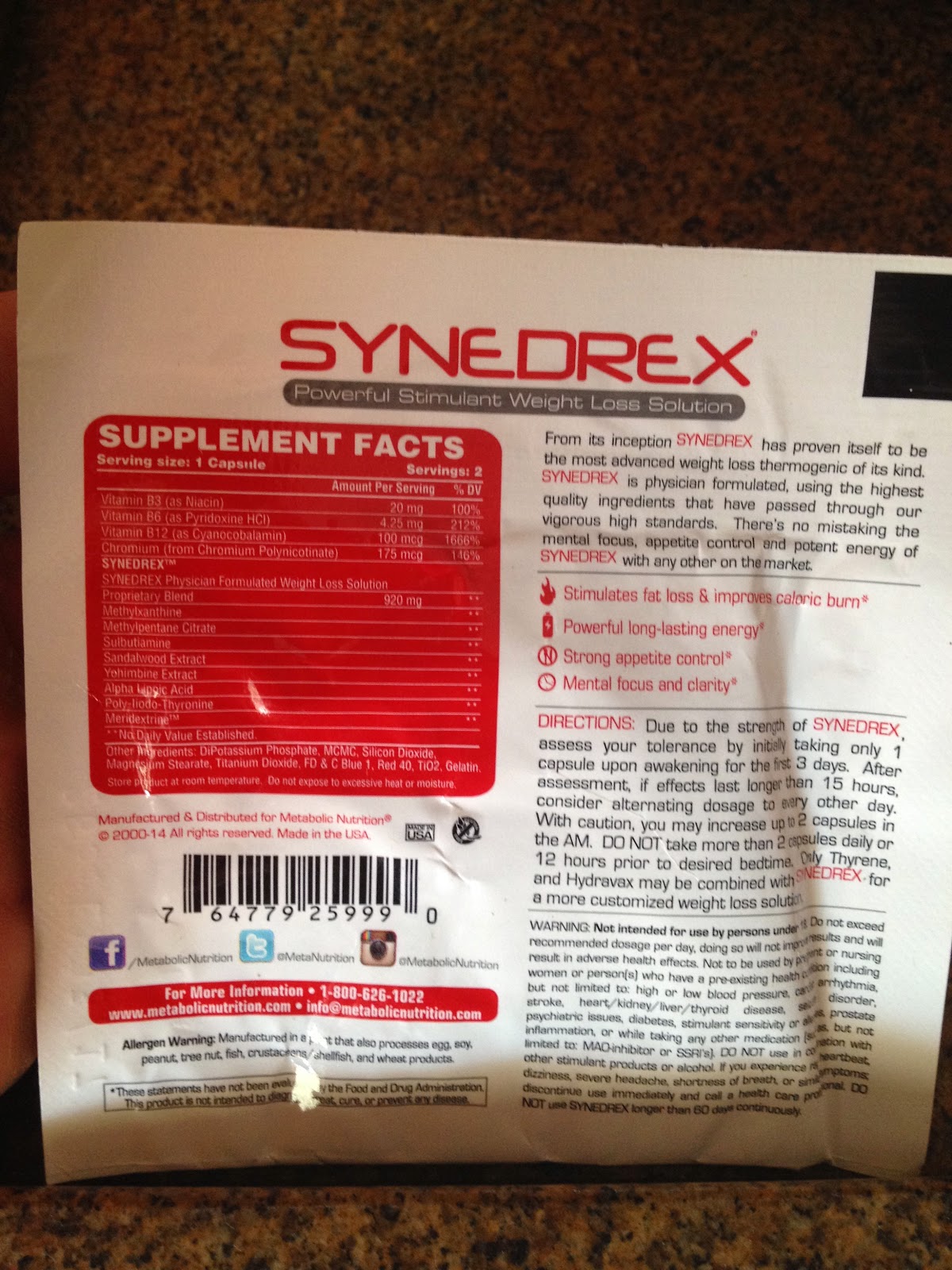Relatando Suplementos: [Relato] Synedrex Metabolic Nutrition