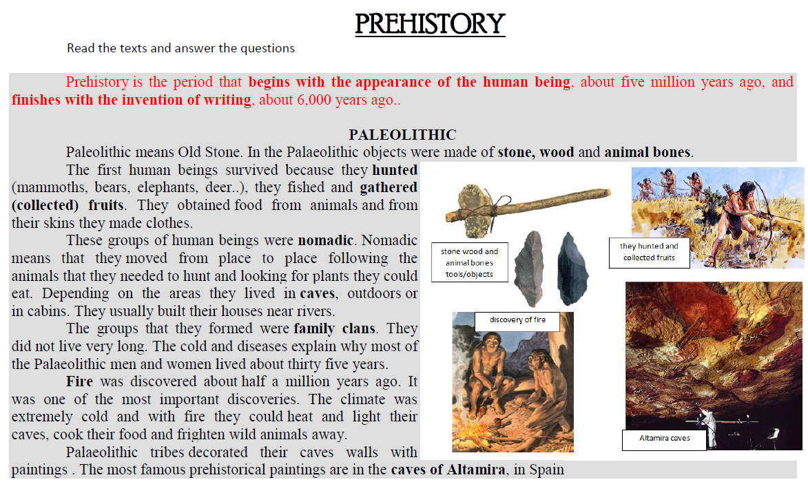 Social Science 5 grade: 1. PREHISTORY