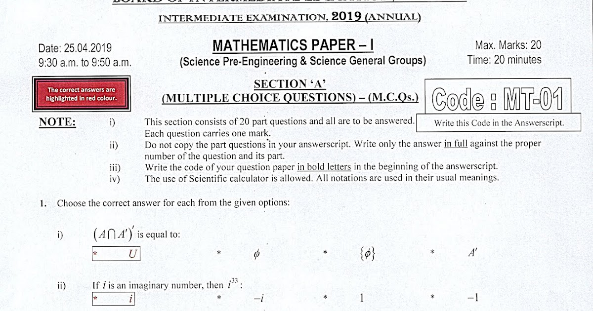 Education Is The Key To Success: Mathematics paper 1 - Past Paper 2019 ...