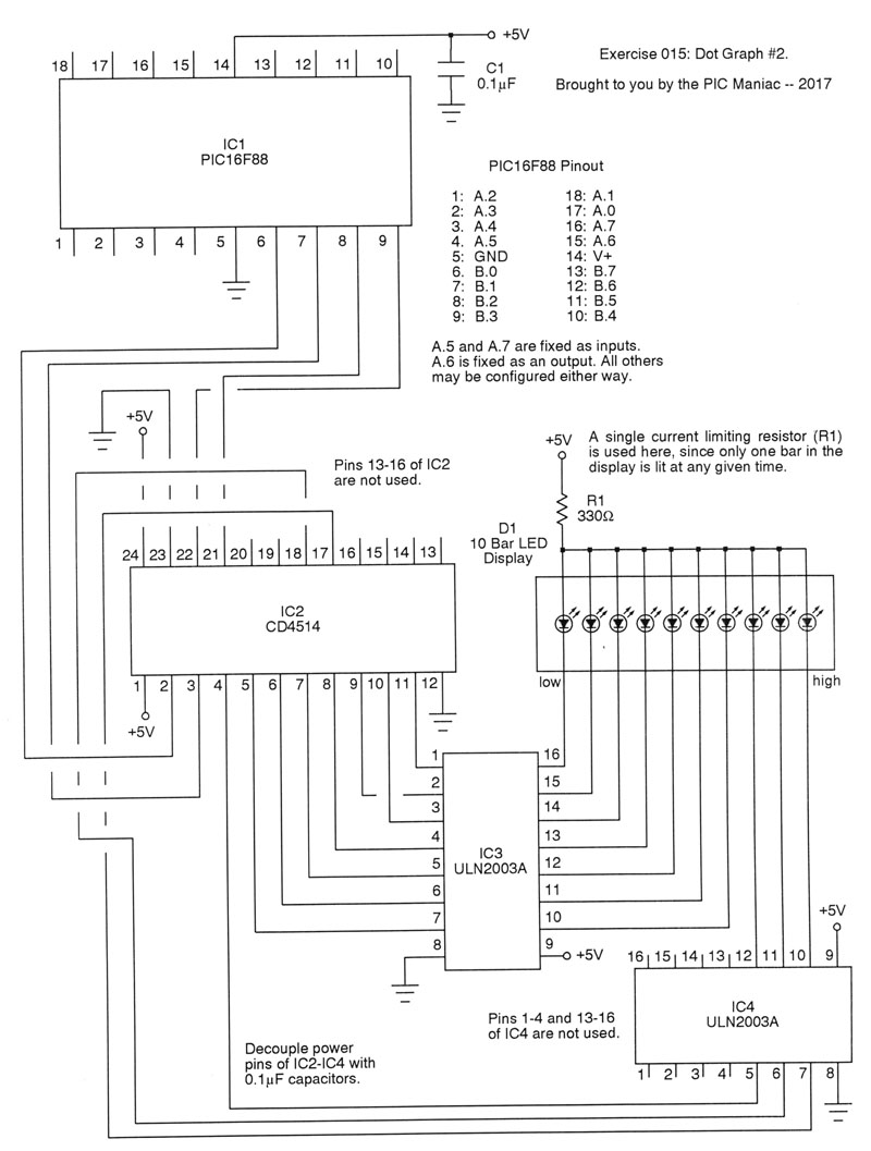 PIC Projects in Pascal: LED Dot Graph -- with CMOS Decoder