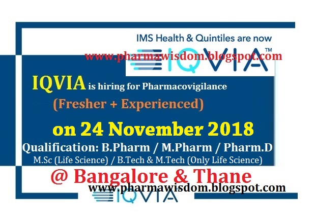 IQVIA - Walk-In for PV Freshers & Experienced Professionals on 24th Nov ...
