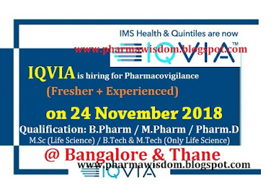 IQVIA - Walk-In for PV Freshers & Experienced Professionals on 24th Nov ...