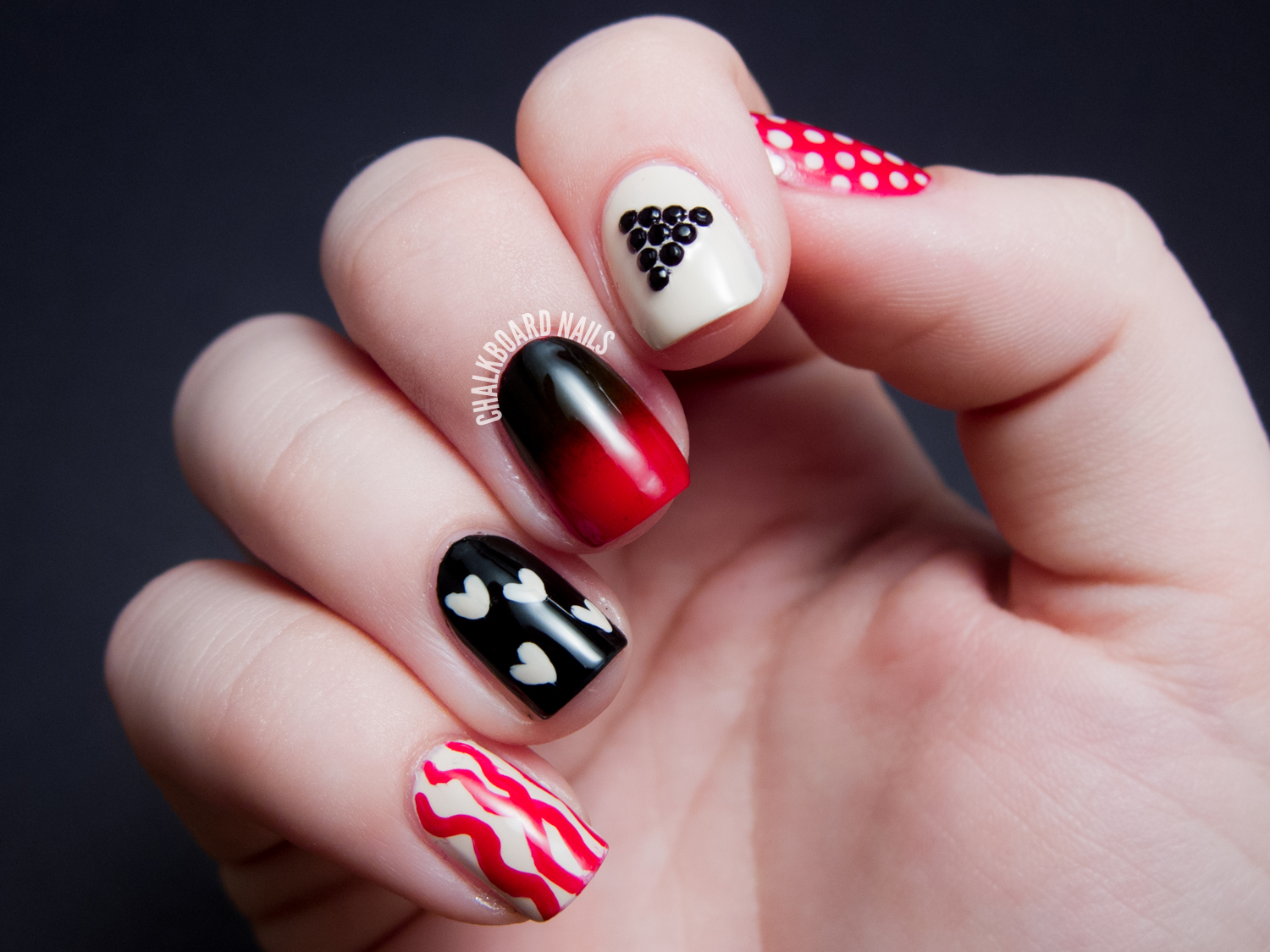 31DC2013 Day 01: Red Mix and Match | Chalkboard Nails | Phoenix ...