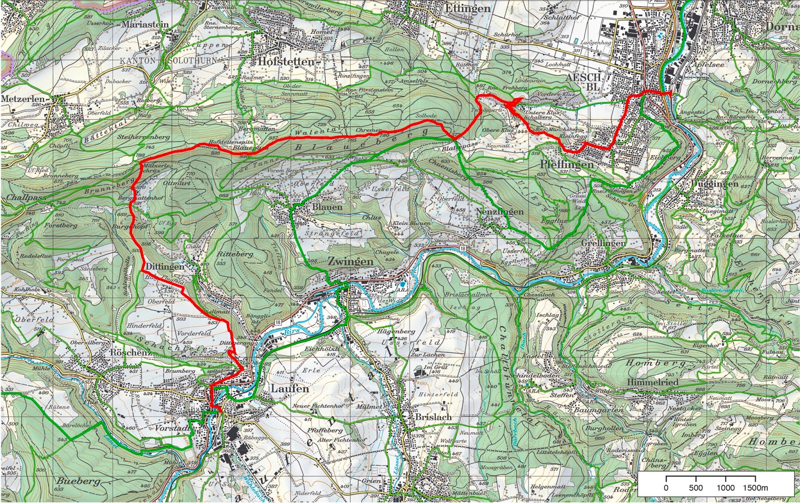 Wanderlust: Aesch BL – Blaueberg – Laufen BL, 29.07.2016