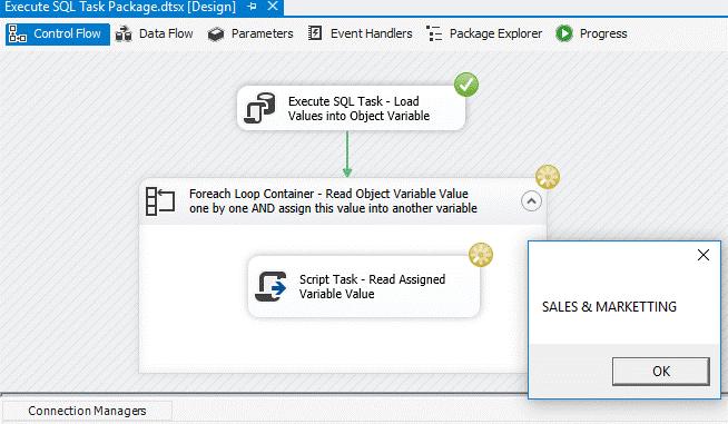 Microsoft Business Intelligence (Data Tools)|SSIS – Read Object Variable in Foreach Loop Container