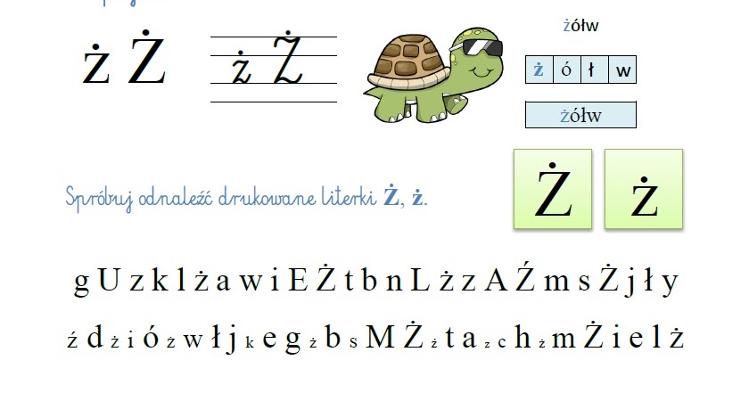 BLOG EDUKACYJNY DLA DZIECI: LITERKA Ż - KARTY PRACY
