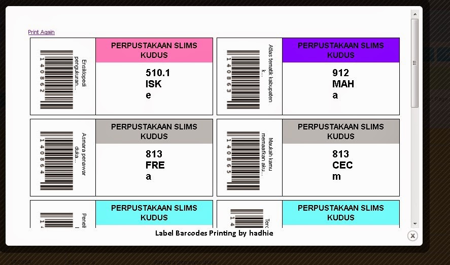 Plugin SLiMS 7 Label Barcode Warna Rotasi ~ Komunitas SLiMS Kudus