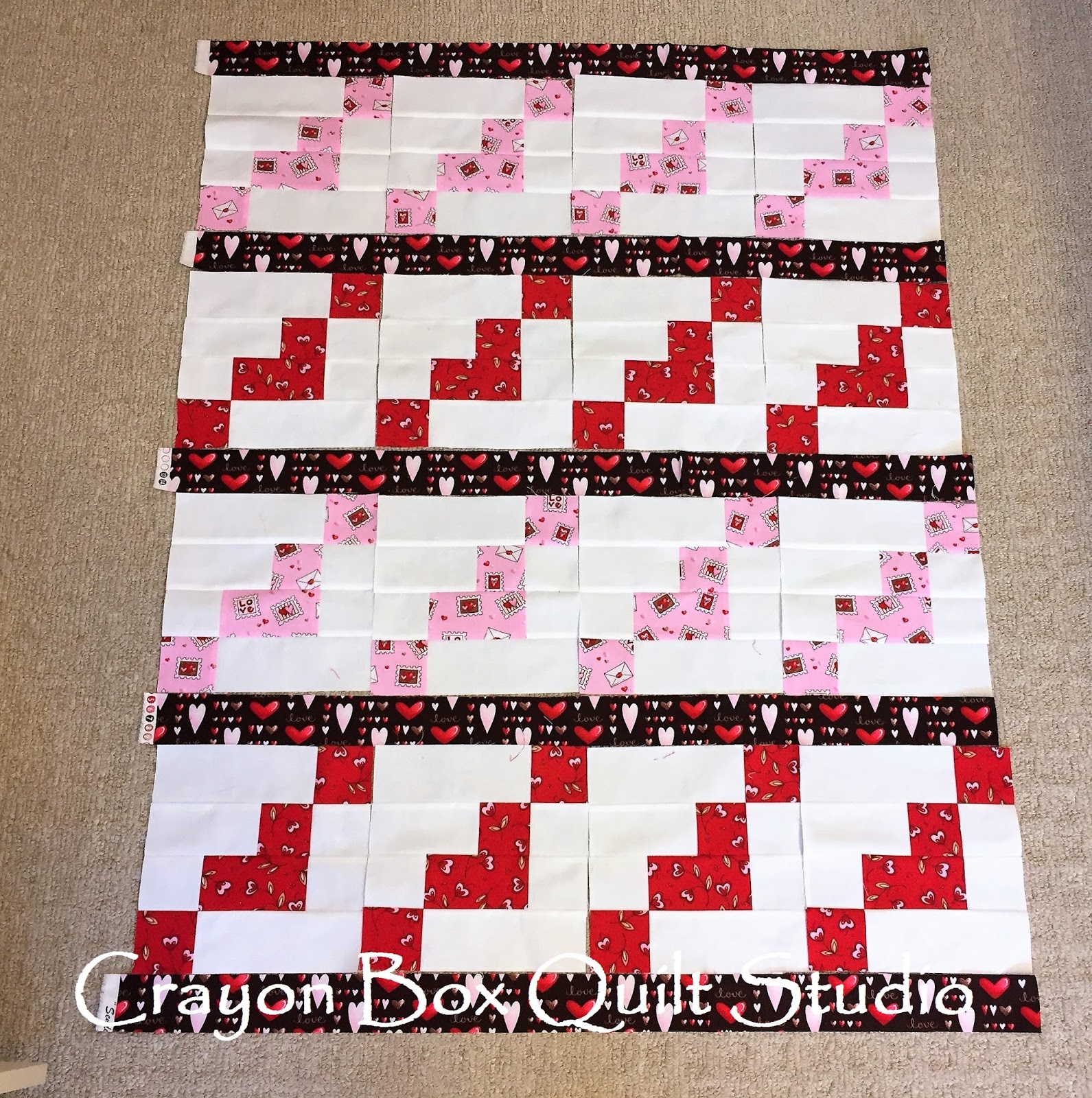 Crayon Box Quilt Studio: Tumbling Hearts quilt tutorial