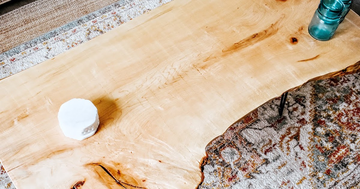 DIY live edge coffee table & mid-century modern living room