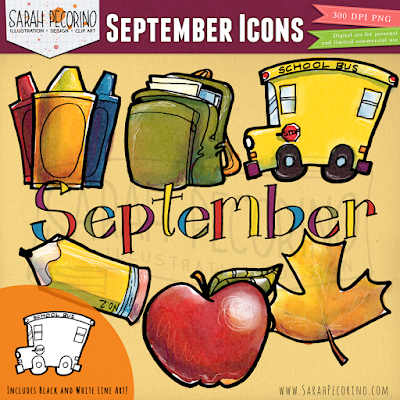 Sarah Pecorino Illustration: Printable: September Icons