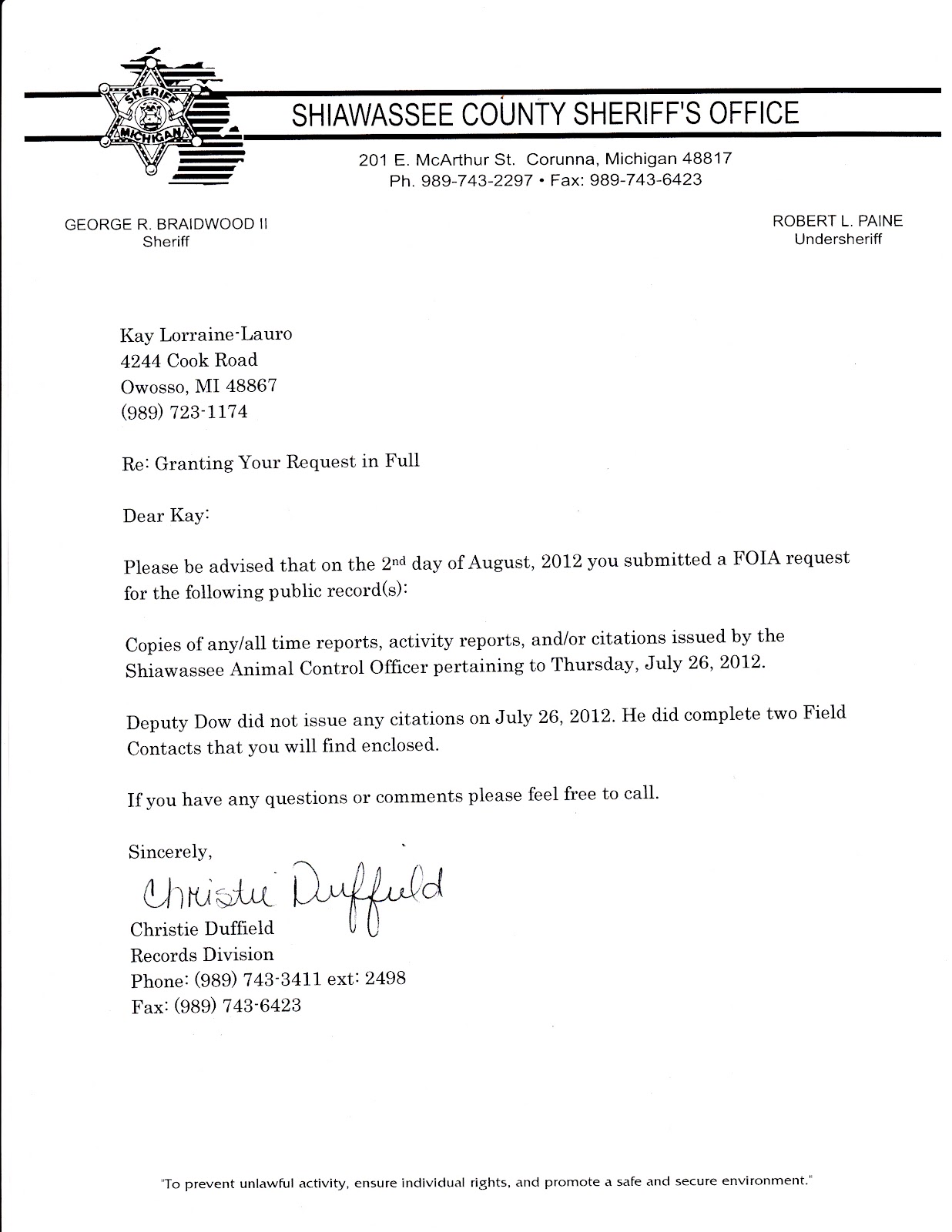 Shiawassee County Animal Control - Michigan