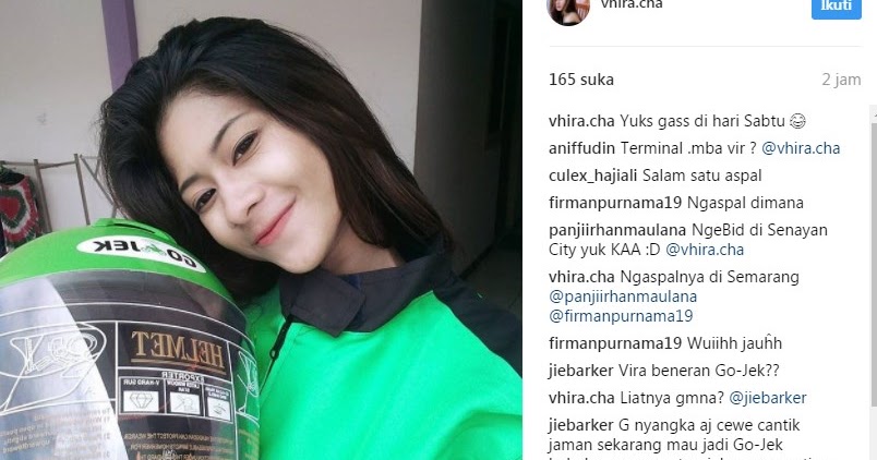 Driver Gojek Cantik Bernama Cha Cha Jadi Viral Gara-Gara Foto Instagram Pake Seragam Ojek Online