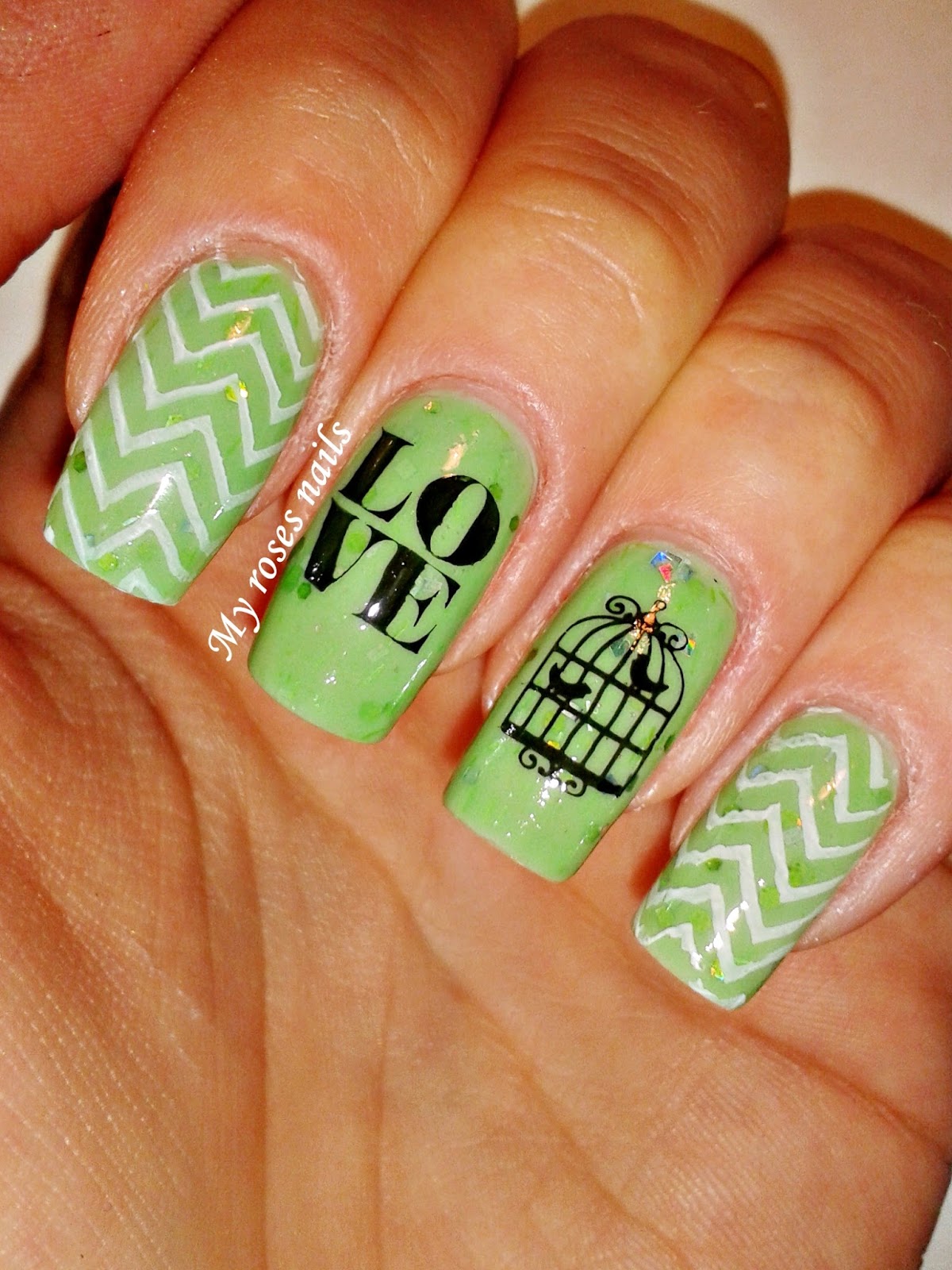 My roses nails: Born Pretty Store Nail Art Stamp Template QA91