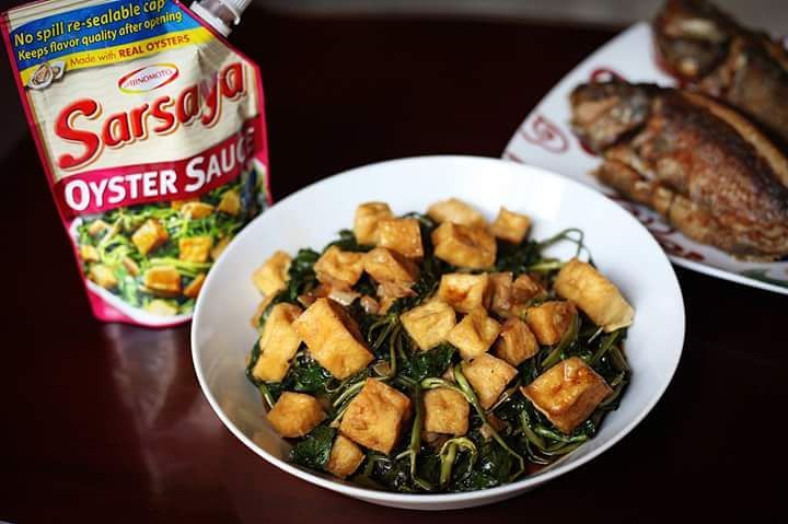 Ginisang Kangkong with Tokwa Recipe using Ajinomoto's Sarsaya Oyster ...
