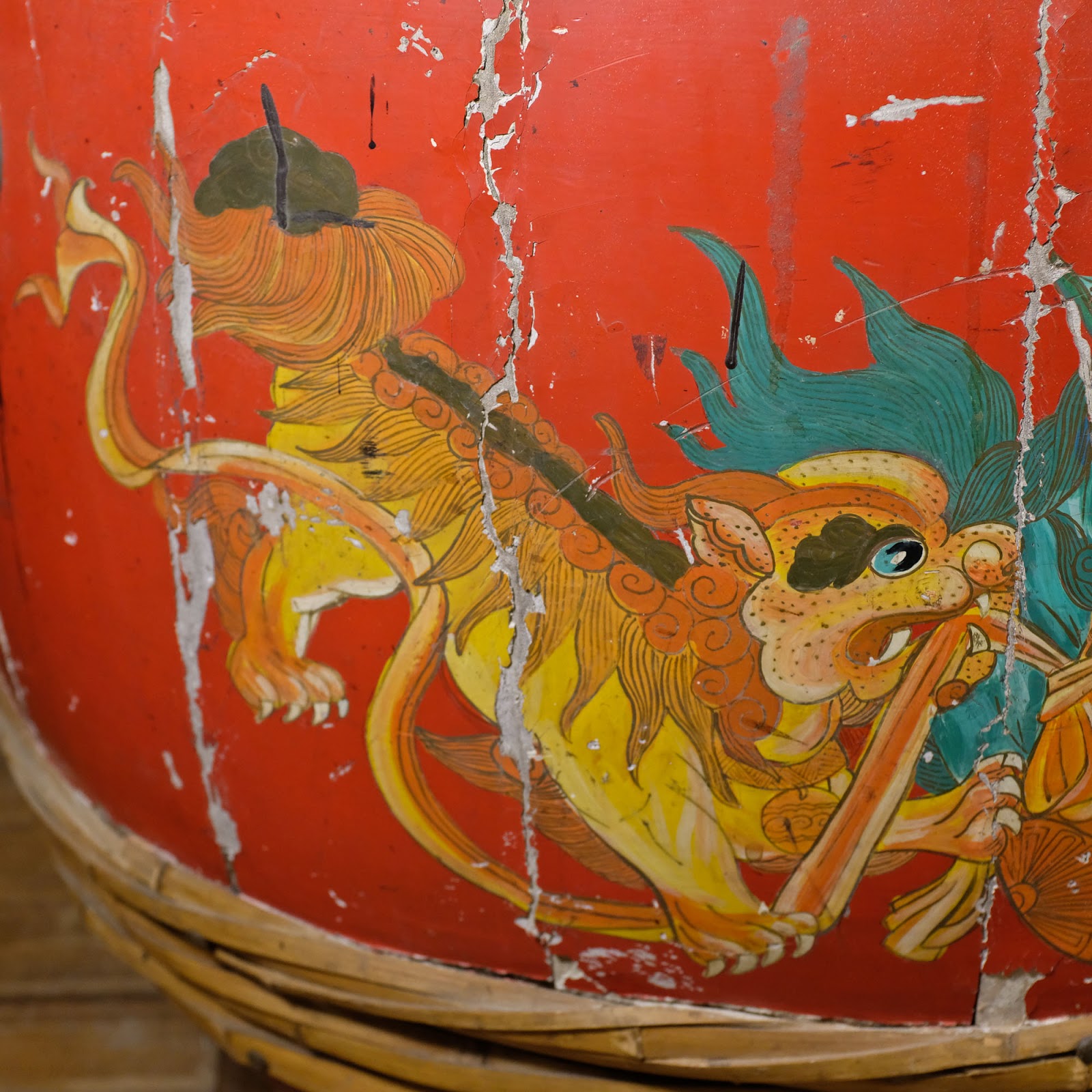 1950s Chinese "Lion Dance" Shigu Drum