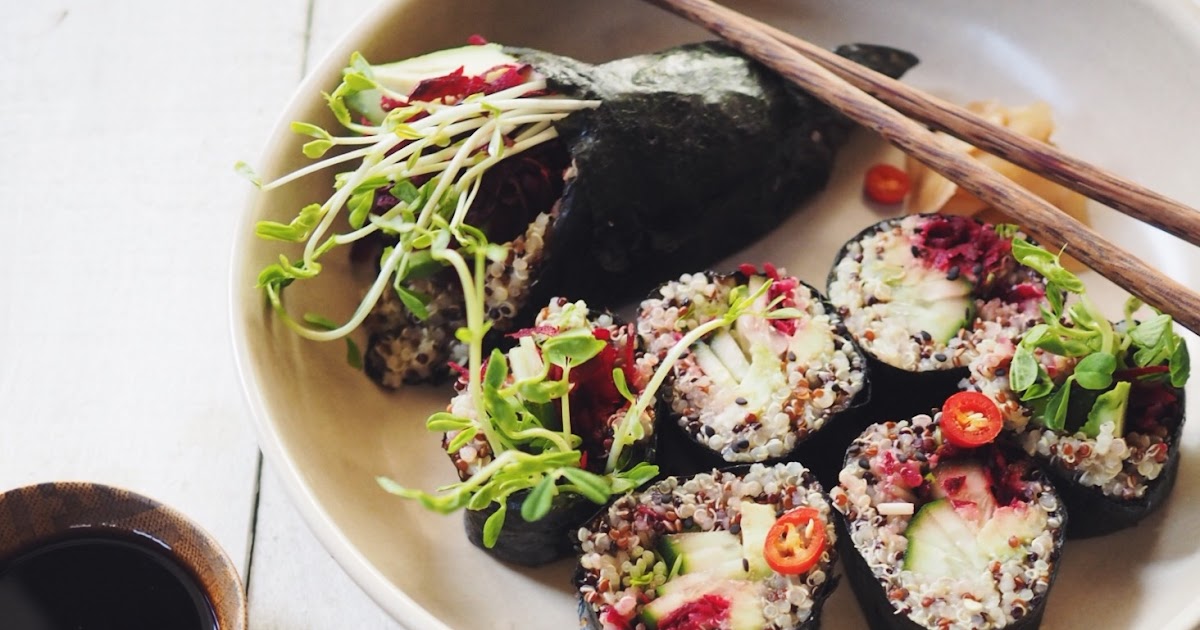 Quinoa Sushi with Raw Beetroot, Avocado and Cucumber | madeleine lumley