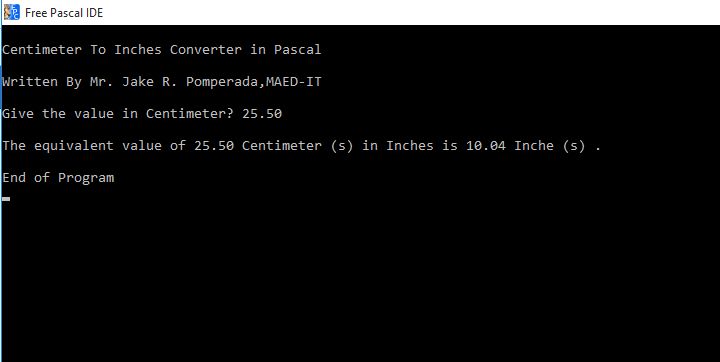 Free Programming Source Codes And Computer Programming Tutorials Centimeter To Inches Converter