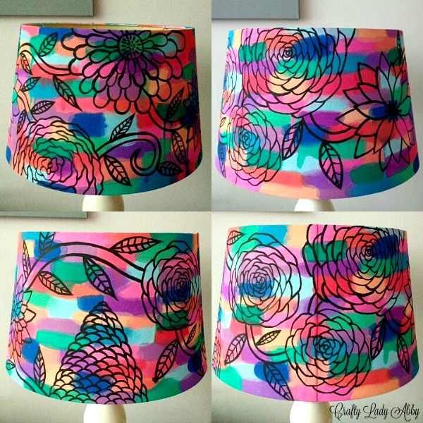 HOME DECOR DIY: Painted Abstract Patchwork Floral Lampshade
