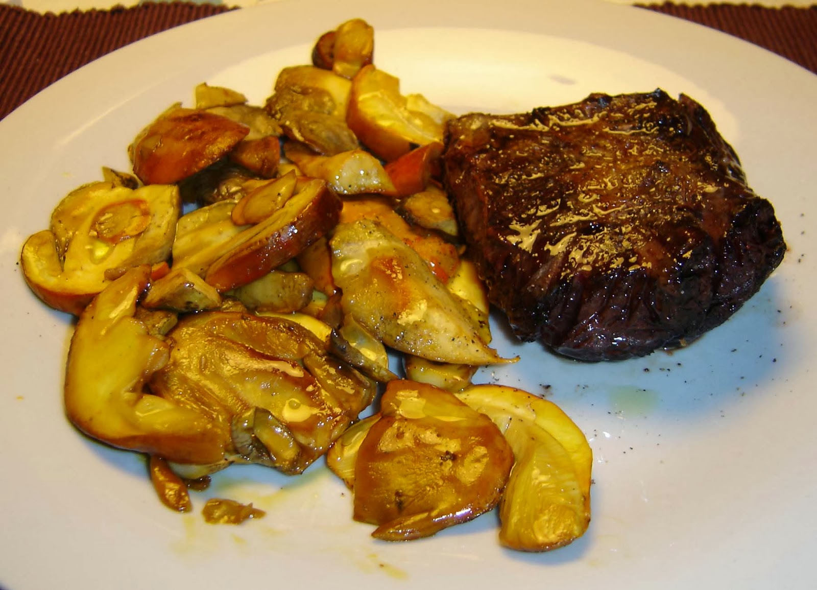 Onglet de vedella amb ous de reig.