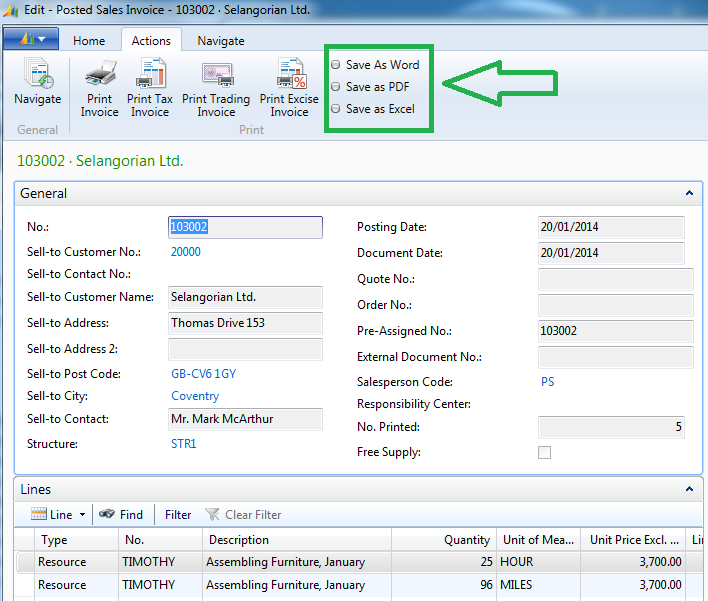 Save Navision RTC Reports into PDF, Word & Excel..