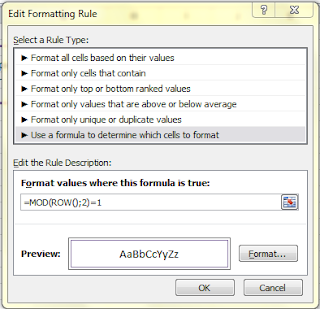 Functia ROW - exemplu Zebra Stripes | Invatam Excel